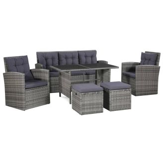 vidaXL Set Divani Da Giardino 6 Pz Con Cuscini In Polyrattan Grigio Vidaxl