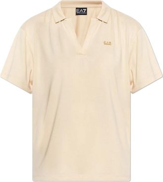 Emporio Armani Emporio Armani Ea7, Femme, Tops, Beige, Taille: 42 FR Polo avec Appliqu&eacute; en Forme de Logo