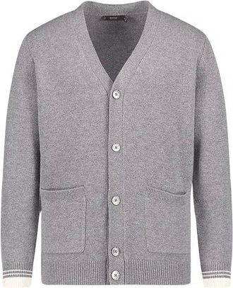 Boggi Milano Herren Cardigan grau Merinowolle meliert