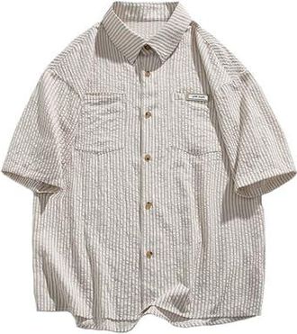 Generic Chemise ray&eacute;e pour Homme - Grande Taille D&eacute;contract&eacute;e d&eacute;t&eacute; d&eacute;contract&eacute;e de Loisirs hawa&iuml;enne Respirante Sport l&eacute;g&egrave;re