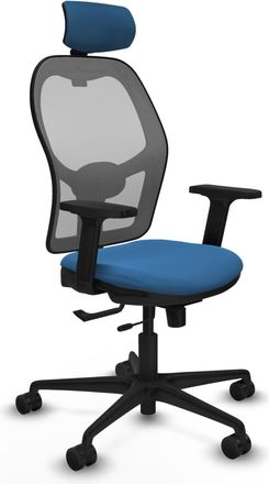 Piqueras y Crespo Ergonomischer B&uuml;rostuhl mit 2D-Armen, h&ouml;henverstellbare Lendenwirbelst&uuml;tze und Kopfteil, h&ouml;henverstellbar und neigbar, Grau/Hellblau