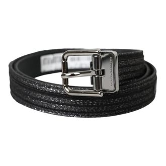 Dolce & Gabbana Jacquard Stripes Silberne Metallschnalle G&uuml;rtel - - Accessories - Herren - Schwarzk - ONE SIZE