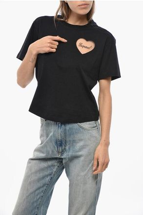 Dsquared2 Cotton Cropped Fit T-Shirt with See Through Detail size Xl