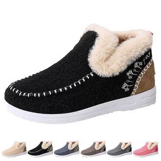 Generic Bottes orthop&eacute;diques en polaire &agrave; enfiler pour homme et femme, chaussures plates avec doublure en peluche, soutien de la vo&ucirc;te plantaire, chaussures c