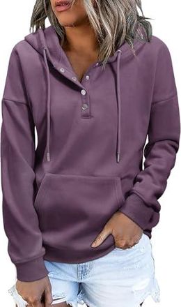 Heekpek Sweats à Capuche pour Femmes Sweatshirts Chauds à Manches Longues Hauts Polaires Décontractés avec Poches pour lAutomne et lhiver, Violet, XXL