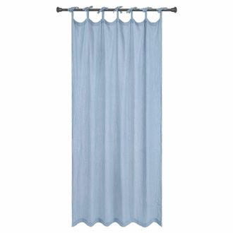 Loberon Gardine Valserino, Luftig-Leichter Musselin, Dekorative Bindeb&auml;nder, Romantik-Look, Texturierte Oberfl&auml;che, Vorhang, Sichtschutz, Baumwolle, blau