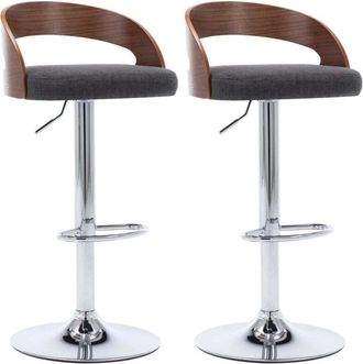 vidaXL Barhocker 2 Stk. Dunkelgrau Stoff und Bugholz Vidaxl