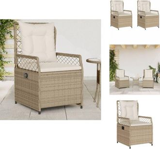 vidaXL Gartensessel 2 Stk. Verstellbar Beige Poly Rattan - Gartensessel Verstellbar - Gartenstuhl Verstellbar - Garten Liegestuhl - Gartensessel