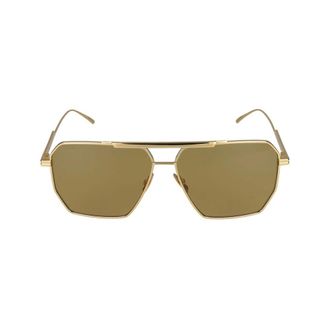 Bottega Veneta Homme, Accessoires, Jaune, Taille: 60 MM Lunettes de soleil or marron Bv1012S style