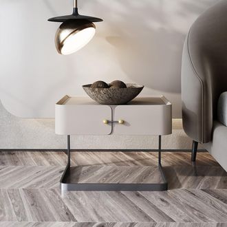 Generic Minimalistischer Nachttisch Mit Schublade - Moderner Luxus-Nachttisch Mit Abgerundeten Ecken Und Metallbeinen