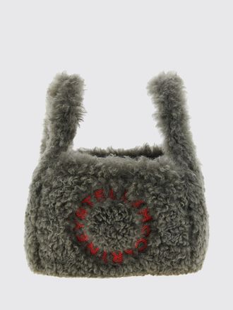 Stella McCartney Mini sac &agrave; main en shearling vegan avec logo brod&eacute;
