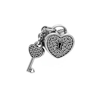 Pandora Pav&eacute; Vorh&auml;ngeschloss Herz & Schl&uuml;ssel Charm - - Accessories - Damen - Grau - ONE SIZE
