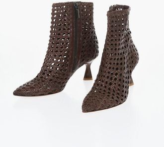 Pons Quintana Woven Leather Ankle Boots CAOBA with Point Heel 6.5 cm size 36