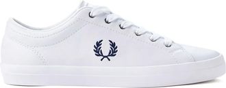Fred Perry baskets en cuir à logo brodé - Blanc