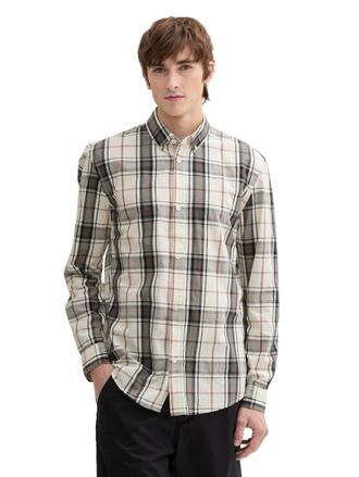 Tom Tailor Herren Relaxed Fit Hemd mit Karomuster, 36749 - Wool White Smoke Rose Check, XL