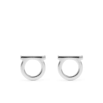 Ferragamo Femme, Accessoires, Gris, Taille: ONE Size Papillon Plaque Boucles doreilles Argent Laiton