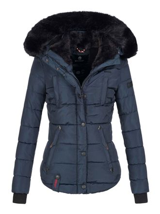 Marikoo Damen Winterjacke Lotusblüte mit Teddy-Innenfutter & Kunstfellkragen