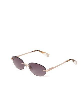 Furla Womens Sunglasses Glossy Full Beige Metal Eyewear