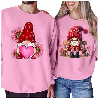 Generic Pull &agrave; capuche imprim&eacute; mode dessin anim&eacute; pour couples de Saint-Valentin 2026 (homme), rose, XXL