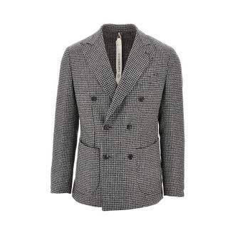 Santaniello Houndstooth wool double-breasted jacket Man 48
