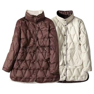 Generic Doudoune matelass&eacute;e surdimensionn&eacute;e l&eacute;g&egrave;re &agrave; manches longues avec poches pour femme, caf&eacute;, 4XL