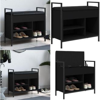 vidaXL Schuhbank Schwarz 65,5x32x57,5 cm Holzwerkstoff - Schuhbank - Garderobe - Eingangsbereich - M&ouml;bel - Wohnzimmer - Home & Living