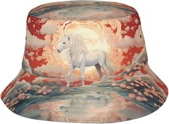 Generic Chapeau De Godet Image Cheval Blanc Chapeau De P&ecirc;che Respirant &Eacute;t&eacute; Bonnet Soleil, pour La Randonn&eacute;e, Plage, De P&ecirc;che, 56-58cm