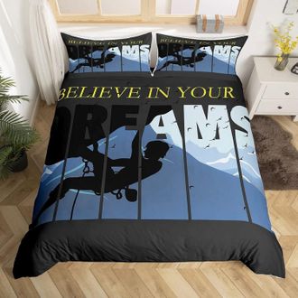 Generic TACOKI Bettw&auml;sche 135x200 Klettern, 3D Muster Abenteuersport Bettw&auml;sche Set Weich Kuschelig Mikrofaser Bettbezug mit Rei&szlig;verschluss Bettbez&uuml;ge + 2 Kis