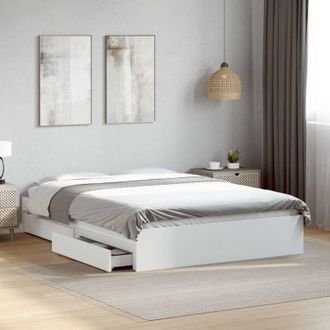 vidaXL Bettgestell mit Schubladen Wei&szlig; 120x190 cm Holzwerkstoff vidaXL