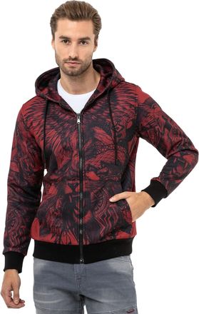Cipo & Baxx Herren Sweatjacke Hoodie CL559 Burgund - Stylischer Pullover im Modernen Casual Streetwear Stil mit Rei&szlig;verschluss & Kapuze f&uuml;r Alltag Freizeit & Part