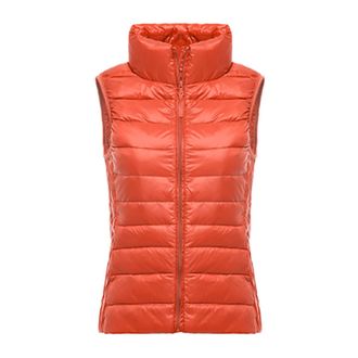 Generic Damen Steppweste leichte Weste Übergangsjacke mit Abnehmbarer Kapuze