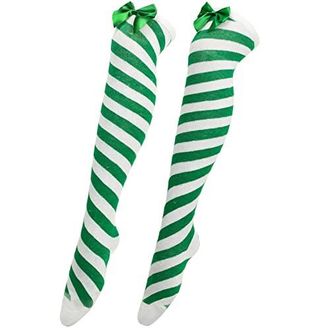 Generic Chaussettes Hautes Noel, 1 Paires Chaussettes Longues Noel, Chaussette Montantes Femme, Rouge et Vert, Bas Hautes Femme No&euml;l, Chaussette de No&euml;l pour 