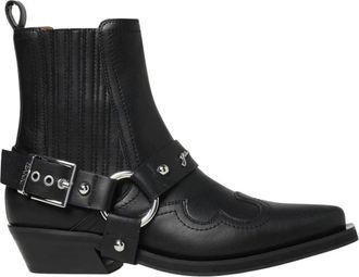 Ganni Femme, Chaussures, Noir, Taille: 37 EU Harbour Western Bottes &agrave; cheville