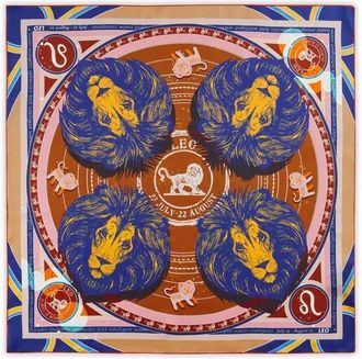 Codello Exklusives Sternzeichen-Tuch aus reiner Seide (L&ouml;we, braun)