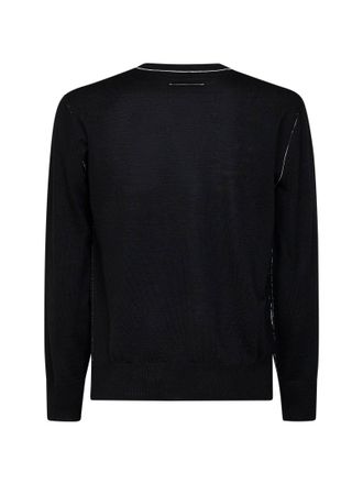 Maison Margiela Mens Crewneck Sweater Black Wool Blend Virgin