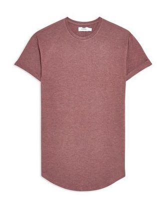 Topman DARK BURGUNDY LONGLINE T-SHIRT