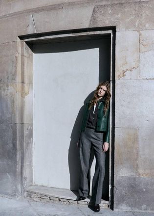 Mango Jacke mit Ledereffekt und Taschen gr&uuml;n - Damen - XS - MANGO