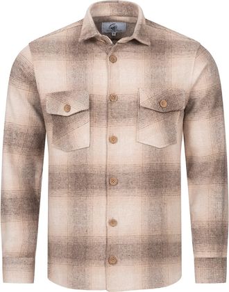 Rock Creek Herren Hemd Kariertes Flanellhemd Karohemd Herrenhemd Flanell Hemden Holzf&auml;llerhemd &Uuml;bergangsjacke Langarm Kariert Winter H-329 Beige 4XL