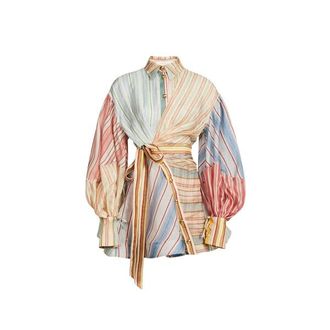 Zimmermann Robe courte chemise ray&eacute;e Rebellion en lin et soie