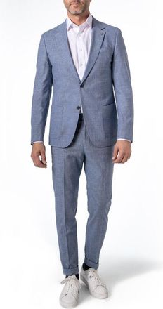 Strellson Herren Anzug blau meliert Slim Fit