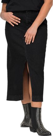 Angel Of Style Damen gro&szlig;e Gr&ouml;&szlig;en &Uuml;bergr&ouml;&szlig;en Plus Size Maxi-Jeansrock, Straight Fit, 5-Pocket, Schlitz vorne Black 50 830350100-50