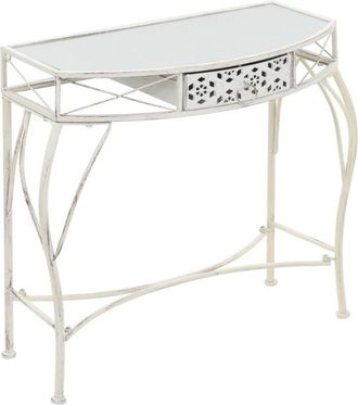 vidaXL Beistelltisch Franz&ouml;sischer Stil Metall 82x39x76 cm Wei&szlig; - Vidaxl
