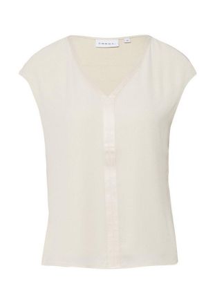 Comma Kurzarmshirt T-Shirt Blusenshirt im Fabricmix mit Satinkante