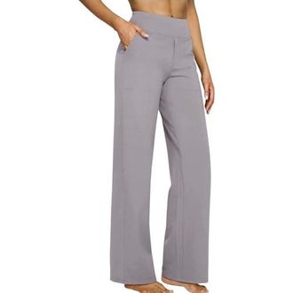 Generico Pantalon de sport pour femme taille haute pantalon long jambe large athl&eacute;tique pantalon avec poches d&eacute;contract&eacute;es de sport confortable pantalon &eacute;l&eacute;gan