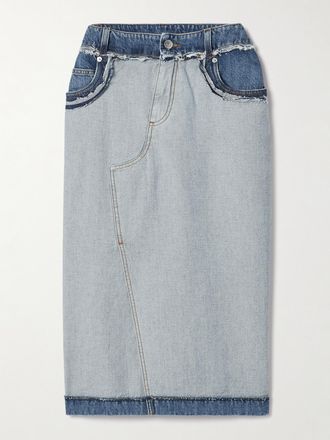 Marni Midi-jeansrock Mit Fransen - Blau