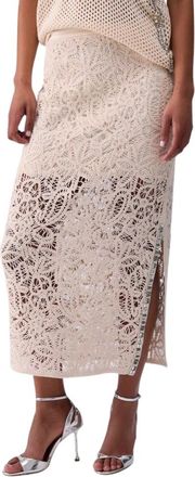 Liu Jo Femme, Jupes, Beige, Taille: 38 FR Jupe Midi Macram&eacute;