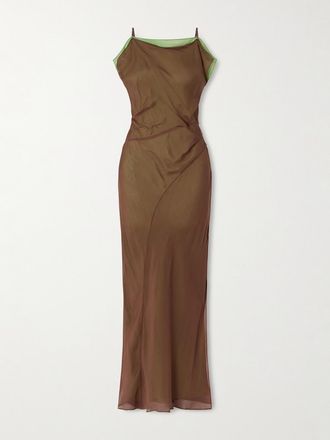 Sir. Danica Maxikleid Aus Mehrlagigem Seidenchiffon - Braun