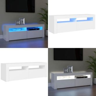 vidaXL Meuble tv avec lumi&egrave;res led blanc 120x35x40 cm - Meuble Tv - Meuble T&eacute;l&eacute;viseur - T&eacute;l&eacute;vision Murale - Rangement Media - Luminaire Led - Home & Living