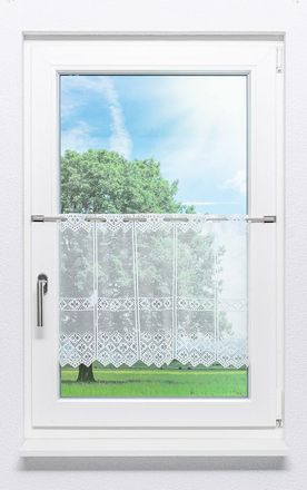 Lysel Scheibengardine Kleeblatt Design (Bx H) 121,5cm * 45cm Wei&szlig;/reinwei&szlig;