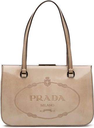 Prada Hobo Bags - Spazzolato Logo Frame Shoulder Bag - Gr. unisize - in Braun - f&uuml;r Damen